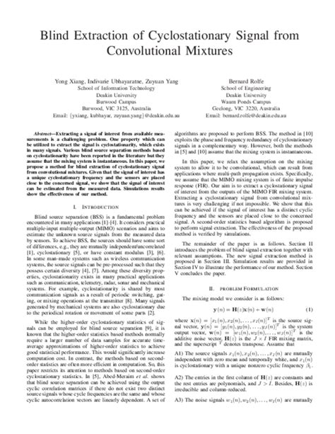 Pdf Blind Extraction Of Cyclostationary Signal From Convolutional