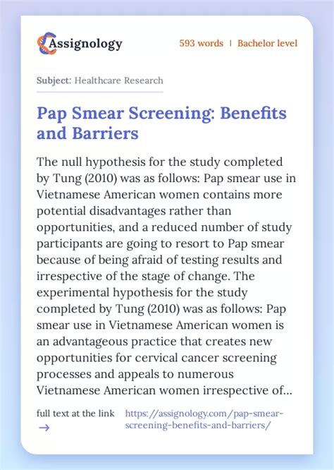 Pap Smear Screening Benefits And Barriers Healthcare Essay Example