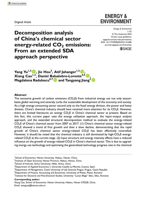 Pdf Decomposition Analysis Of Chinas Chemical Sector Energy Related Co 2 Emissions From An
