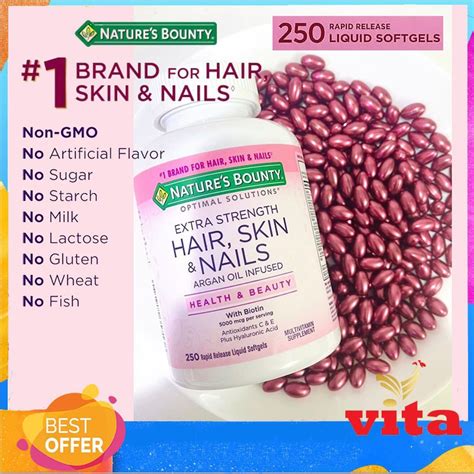 Jual Natures Bounty Hair Skin And Nails Vitamin Supplement Argan