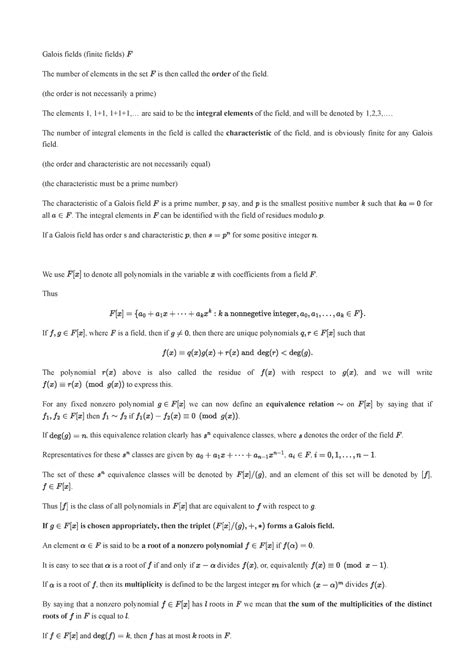 Galois Field Galois Fields Finite Fields The Number Of Elements In
