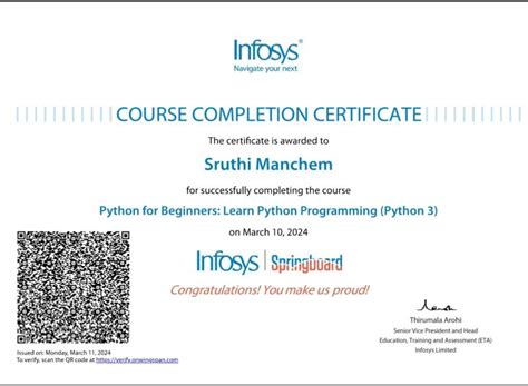 sruthi manchem on linkedin python python for beginner infosys