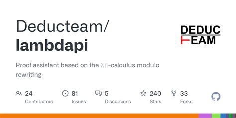Github Deducteamlambdapi Proof Assistant Based On The λΠ Calculus Modulo Rewriting