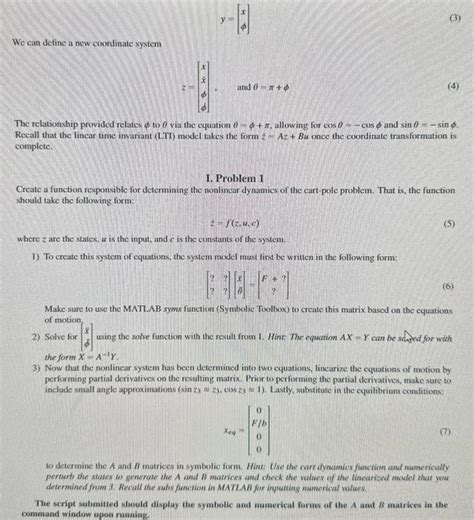 Solved The Cart Pendulum System Is Depicted In Fig 1 Fig