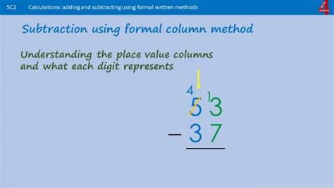 Subtraction Using Formal Column Method