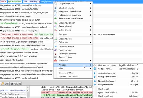Show Keyboard Shortcuts For All Navigation Menu Items · Issue 5433 · Gitextensions