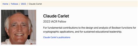 Claude Carlet Becomes An Iacr Fellow Selmer Center In Secure Communication Uib