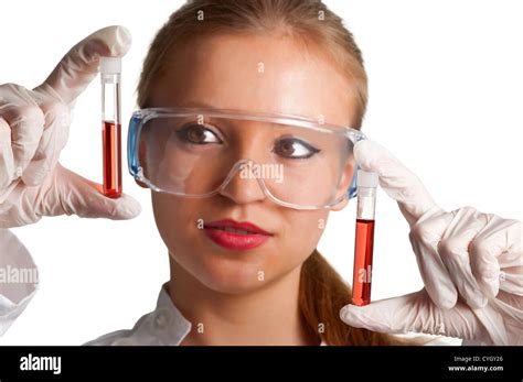 Women Looking At Laboratory Test Tubes Stock Photo Alamy