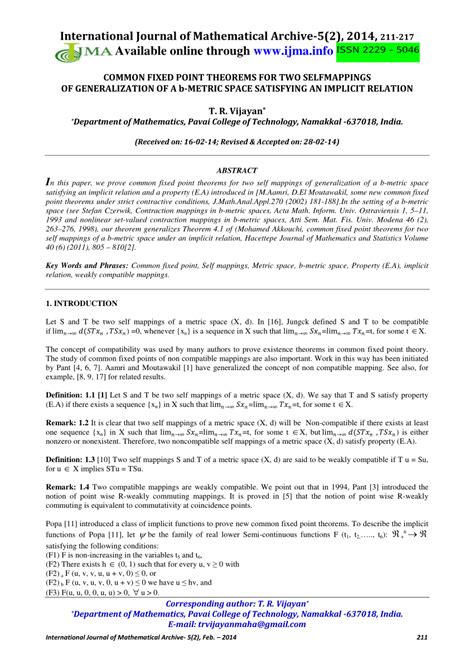 Pdf Common Fixed Point Theorems For Two Selfmappings Of