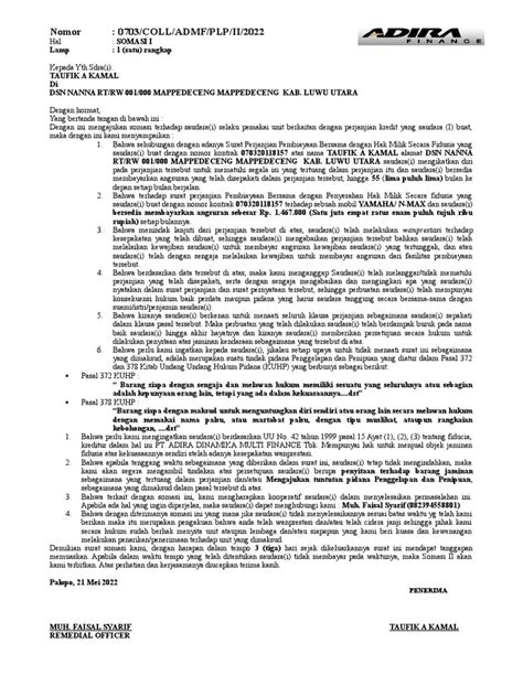 Somasi An Munit Setyowati Pdf Hukum