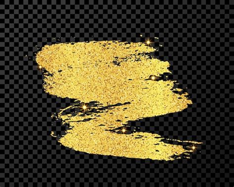 투명 한 배경에 골드 반짝이 브러시 스트로크 프리미엄 벡터