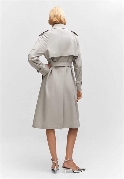 Тренч Mango Fluid цвет серый Rtlacx109601 — купить в интернет магазине Lamoda