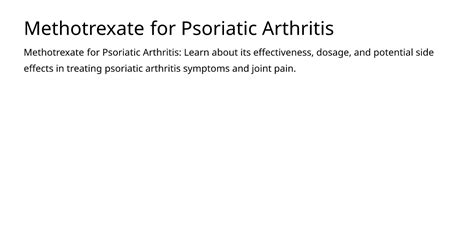 Methotrexate For Psoriatic Arthritis Meds Is