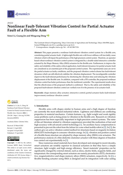 Pdf Nonlinear Fault Tolerant Vibration Control For Partial Actuator