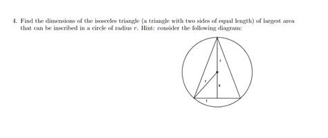 Solved Find The Dimensions Of The Isosceles Triangle A Chegg Com