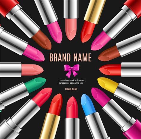 현실적인 3d 립스틱 광고 배너 카드 벡터 프리미엄 벡터