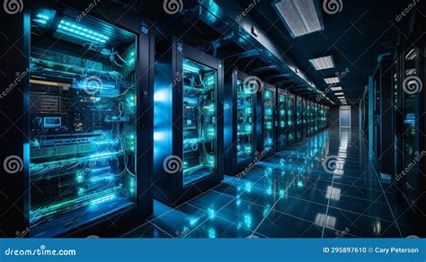 Exploring The Dynamic World Of A High Tech Server Room A Closeu Stock Illustration