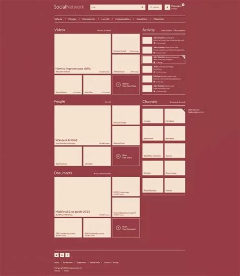 Wireframe Of The Social Network Website Website Design Layout Web Layout Layout Design