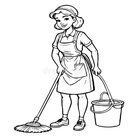 Cleaning Lady Fictional Character Black And White Illustration