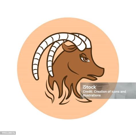 염소 자리 색상 선 아이콘입니다 조디악 기호입니다 점성술과 별자리 예측과 인간의 성격 원소 지구 통치자 토성 Ui Ux Gui 디자인 요소입니다 편집 가능한 스트로크입니다