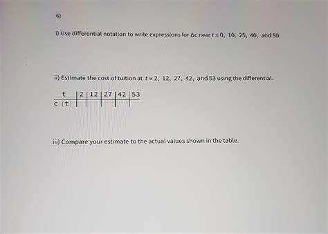 Solved I Use Differential Notation To Write Expressions For