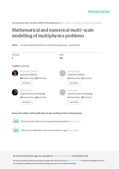 Pdf Mathematical And Numerical Multiscale Modelling