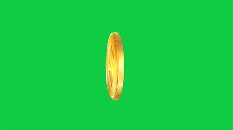 Realistic 3d Dollar Golden Coin Flip Animation On Green Screen