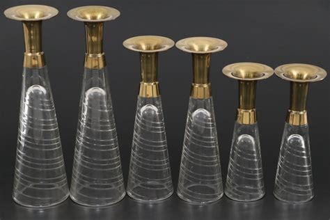 Mid Century Modern Glass And Brass Vases Everything But The House