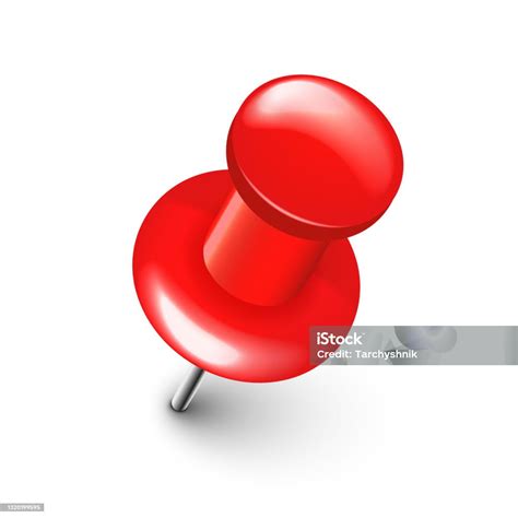 사실적인 빨간색 푸시 핀 흰색 배경에 격리 된 보드 압정 바늘이 있는 플라스틱 푸시핀 벡터 일러스트레이션 개체 그룹에 대한 스톡 벡터 아트 및 기타 이미지 Istock