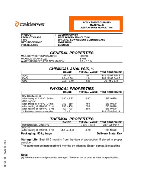 pds accmon gun 60 revised march 2015 pdf refractory cement