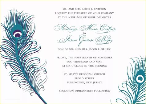 Peacock Invitations Template Free Of Peacock Wedding Invitations