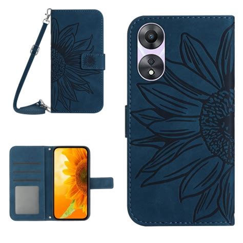 For Oppo A58 5g A78 5g Ht04 Skin Feel Sun Flower Embossed Flip Leather
