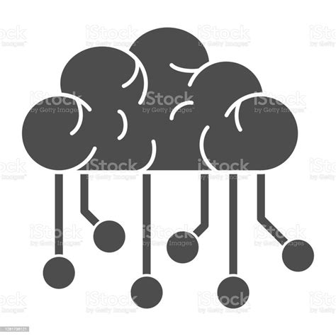 전자 두뇌 고체 아이콘 로봇화 개념 흰색 배경에 신경 망 사인 인간의 두뇌와 모바일 웹 디자인에 대한 글리프 스타일의 컴퓨터 네트워크 아이콘 벡터 그래픽 개념에 대한 스톡