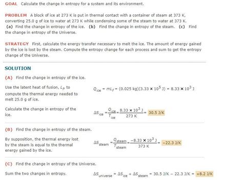 Solved GOAL Calculate The Change In Entropy For A System And Chegg