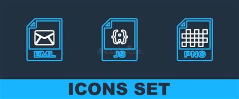 Set Line Png File Document Eml And Js Icon Vector Stock Illustration Illustration Of Line