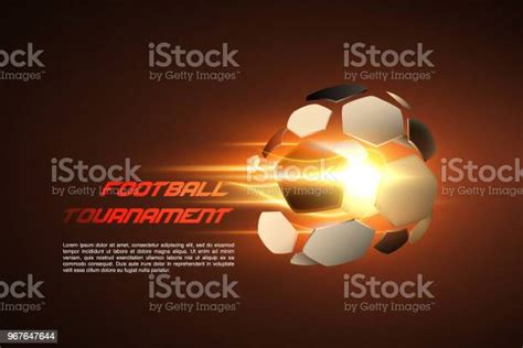 축구 경기 대회입니다 축구에 빛나는 배경입니다 불타는 축구 공 3d 벡터 축구에 대한 스톡 벡터 아트 및 기타 이미지 축구