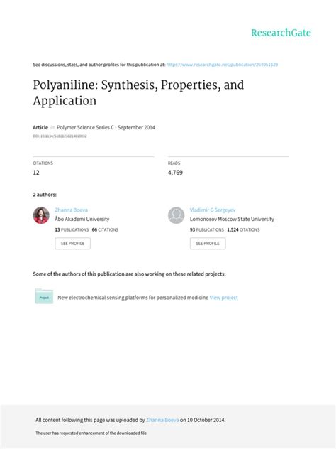 Polyaniline Synthesis Properties And Application Pdf Polymers