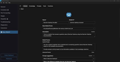 Working With LLMs Using Open WebUI Rancher Desktop Docs