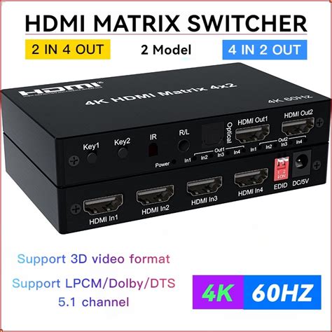 K Hz HDMI Matrix Switcher X X HDMI Switcher Splitter In Out With Optical Mm