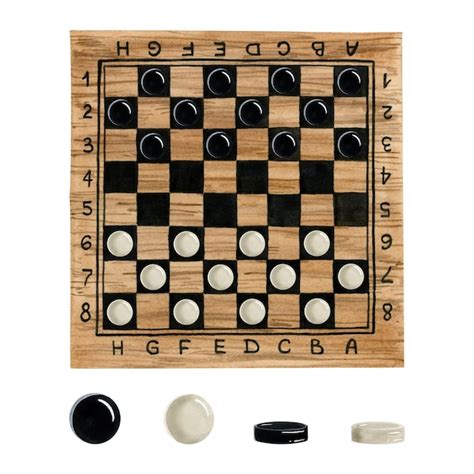 Premium Photo Checkers Game Watercolor Illustration With Wooden Chess