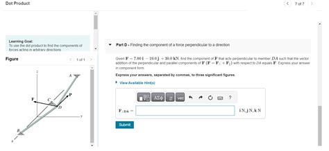 solved part a finding the cartesian components of a force