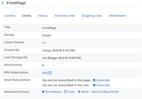 Wiki Page Details Liferay Help Center