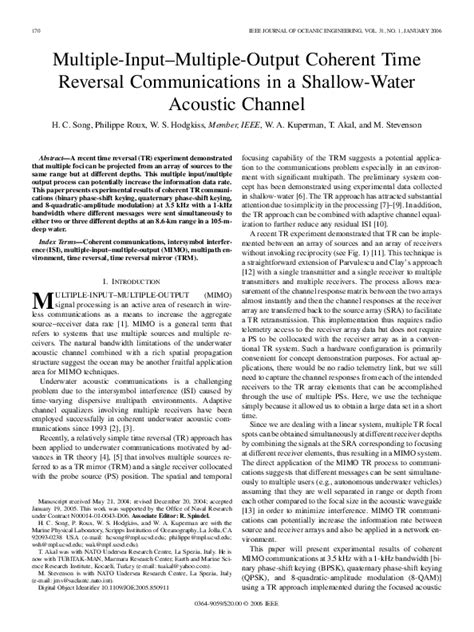 Pdf Multiple Inputmultiple Output Coherent Time Reversal