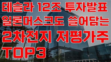 상한가 테슬라 12조 투자발표 일론머스크도 쓸어담는 2차전지 저평가 대장주 Top3 공개 2차전지관련주 엘앤에프 Lg