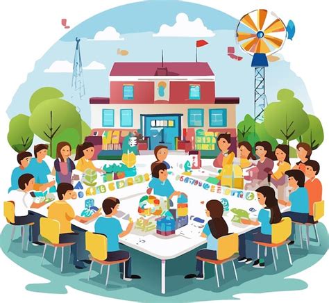 학교 일러스트레이션 프리미엄 Ai 생성 벡터