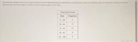 solved calculate the simple mean and sample variance for the