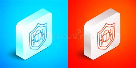 Isometric Line System Bug Concept Icon Isolated On Blue And Red Background Code Bug Concept