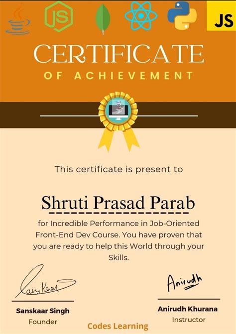 Hello Everyone I Recently Completed Front End Dev Course Through Codes Learning 🧠 Conducted