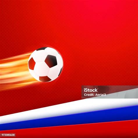 축구 포스터 디자인입니다 축구공과 레드 블루 화이트 컬러 깃발 비행 벡터 배경 스포츠 배너 템플릿 동향 검은색에 대한 스톡 벡터 아트 및 기타 이미지 Istock