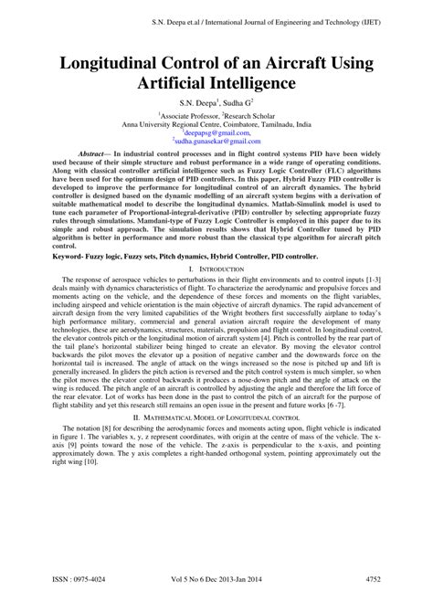 Pdf Longitudinal Control Of An Aircraft Using Artificial Intelligence